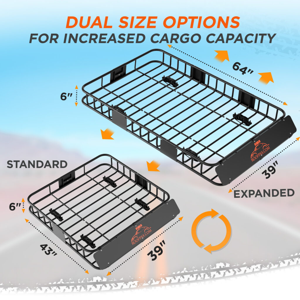RoofPax Expandable Rooftop Cargo Bag, 15 to 19 Cubic Feet Extendable